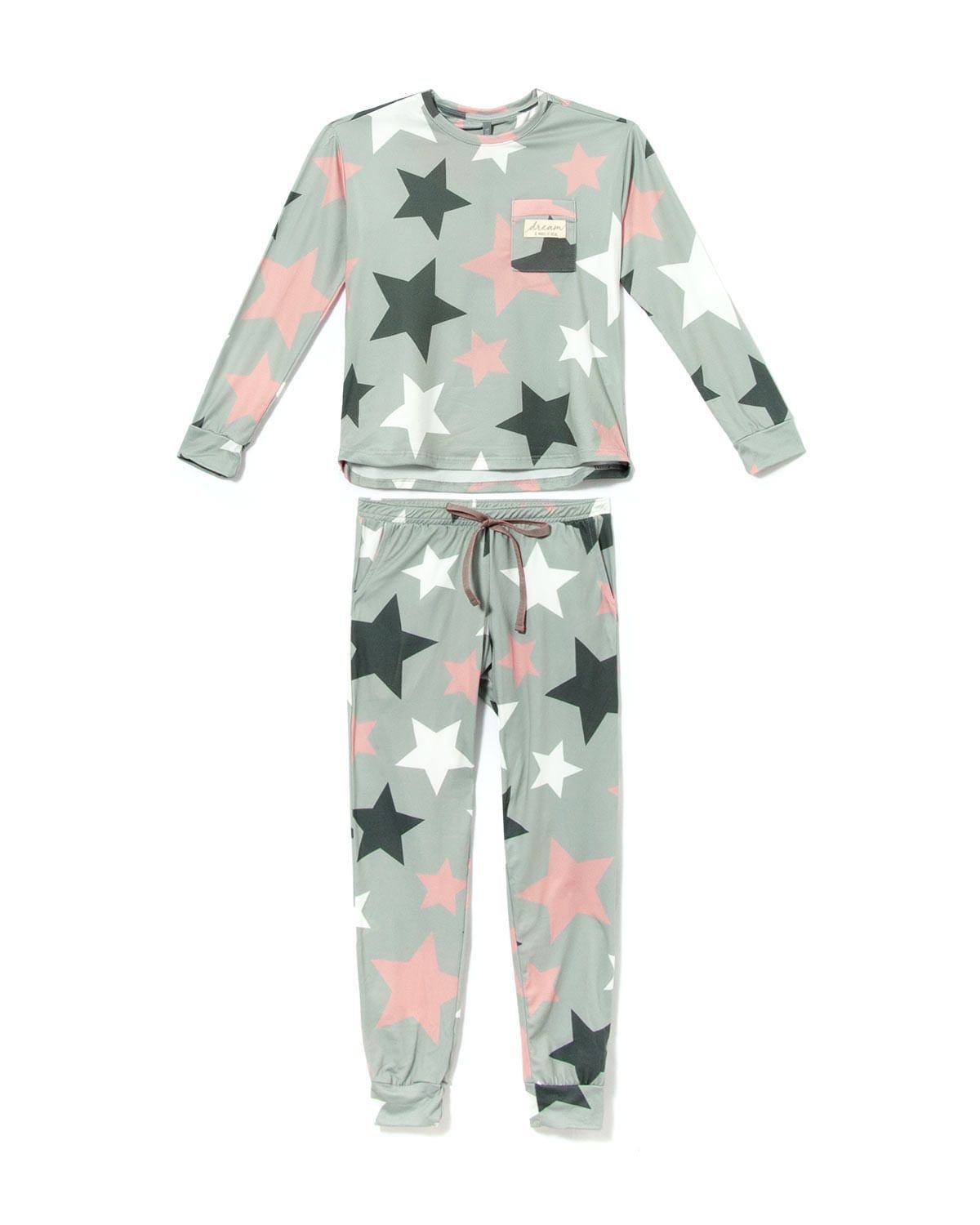 Pijama Infantil Feminino Lua Luá Malha Touch Estrelas